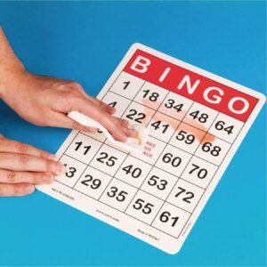 S&S Worldwide Jumbo Bingo Cards. Easy to Read Cards with Large 5/8" H Numbers. 8-1/4" x 11-1/4" Cards are Coated to be Spill Resistant. Pack of 100.