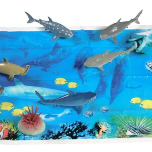 WARM FUZZY Toys Kids Tub of 7 Realistic Shark Figurines, 1 Tub & Playmat - Engaging Educational Playtime - Ultimate Fun & Learning Experience for Home or Classroom (Ages 3+)