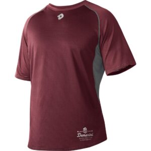 demarini boy's game day short sleeve shirt, maroon, youth large