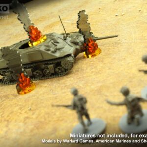 LITKO Flaming Wreckage Marker | Burning Wreckage | Miniature Wargame Fire Marker | Compatible with DND, Pathfinder, TTRPG, Flame of War, Bolt Action, and Other Miniature Games (Medium)