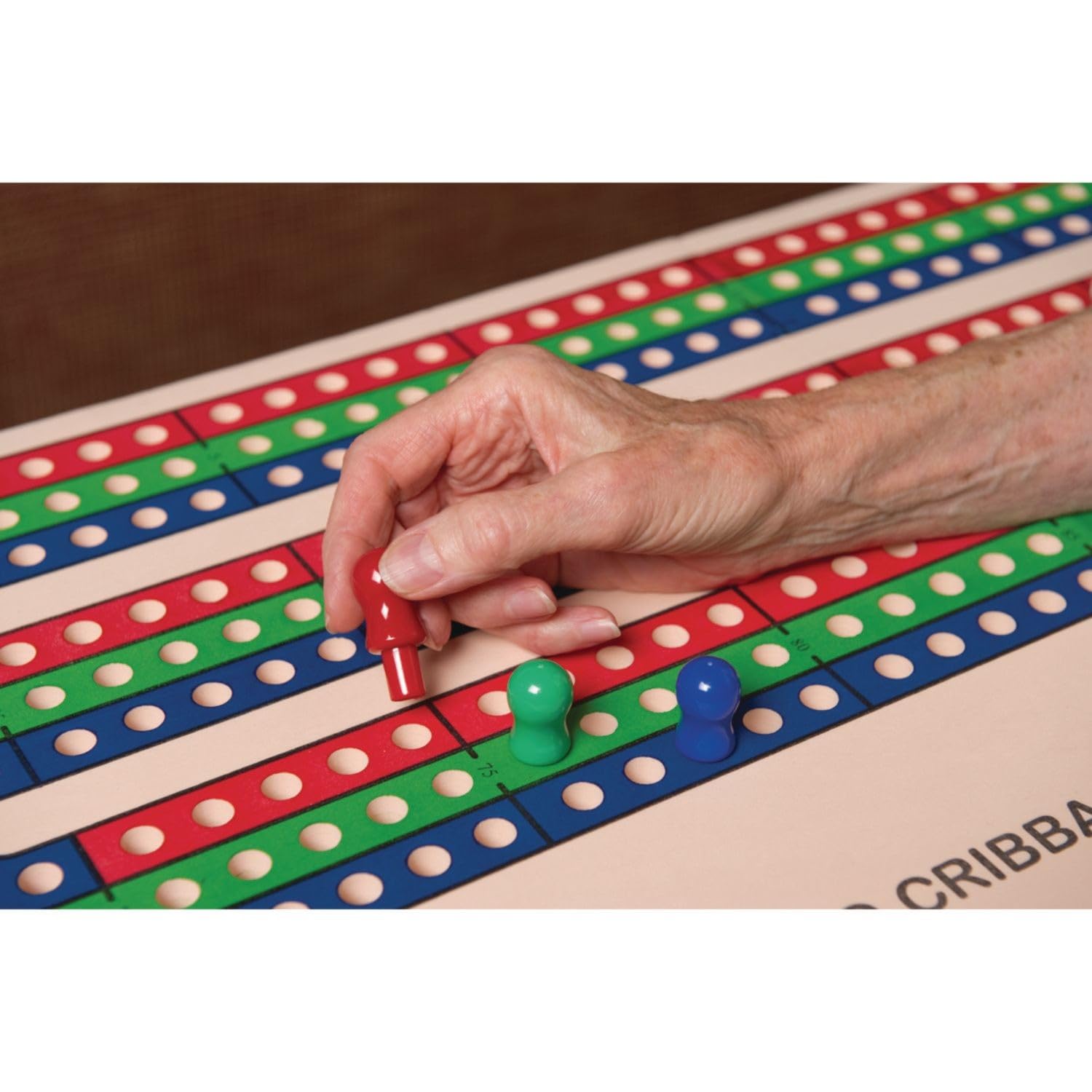 S&S Worldwide Jumbo 34" Long Foam Cribbage Board. 2-Piece Board Locks Together to Form a Huge 34" x 14-1/5" x 1" Thick 3 Track Board. Includes 12 Easy to Grasp Pegs. Perfect for Seniors.