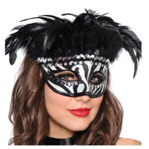 zebra stripe feather mask | adult size | 1 pc