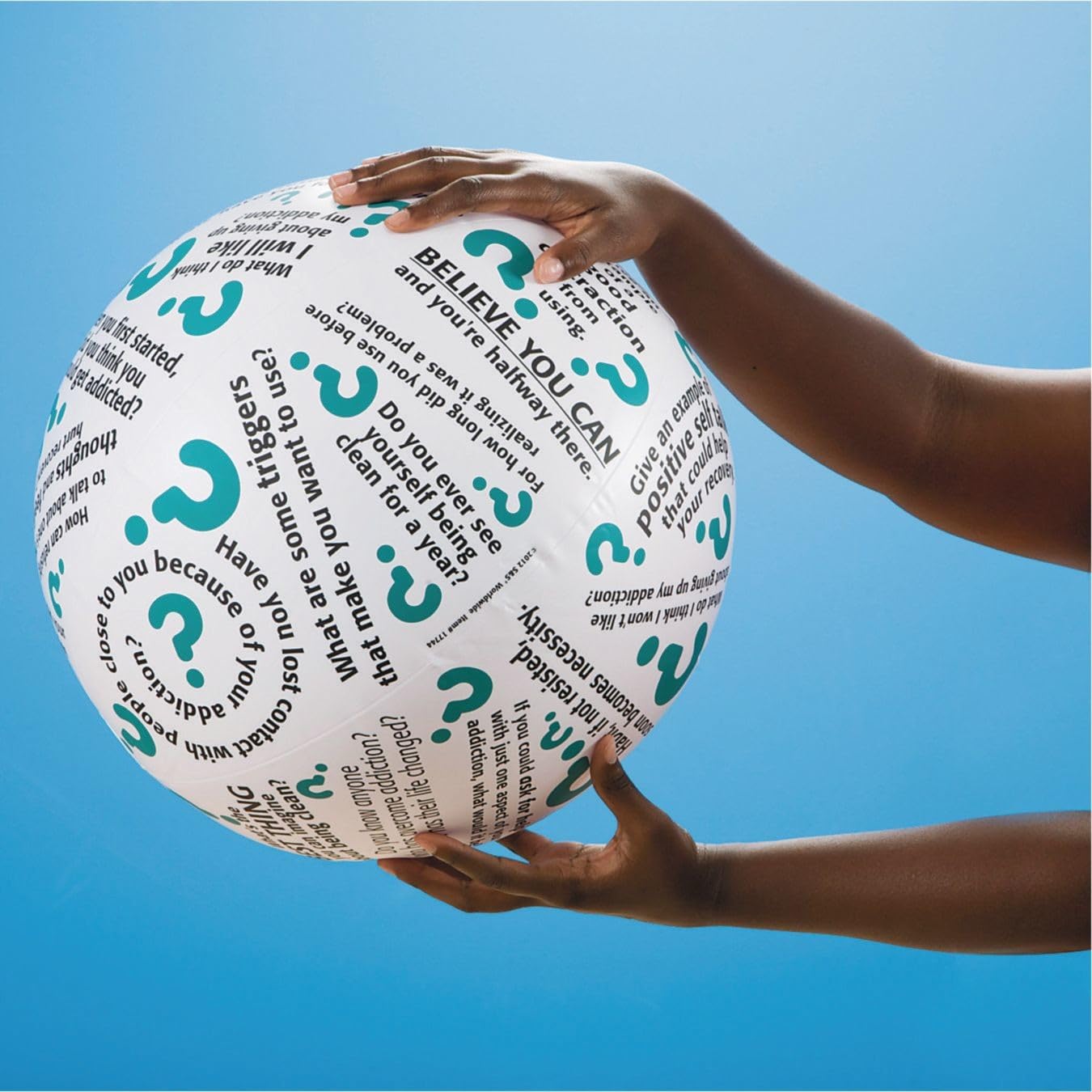 S&S Worldwide Toss 'n Talk-About Addiction Ball. Inflatable Beachball Style Ball has a 24" Flat Diameter. Great Conversation Starter for Groups and One on One Sessions.