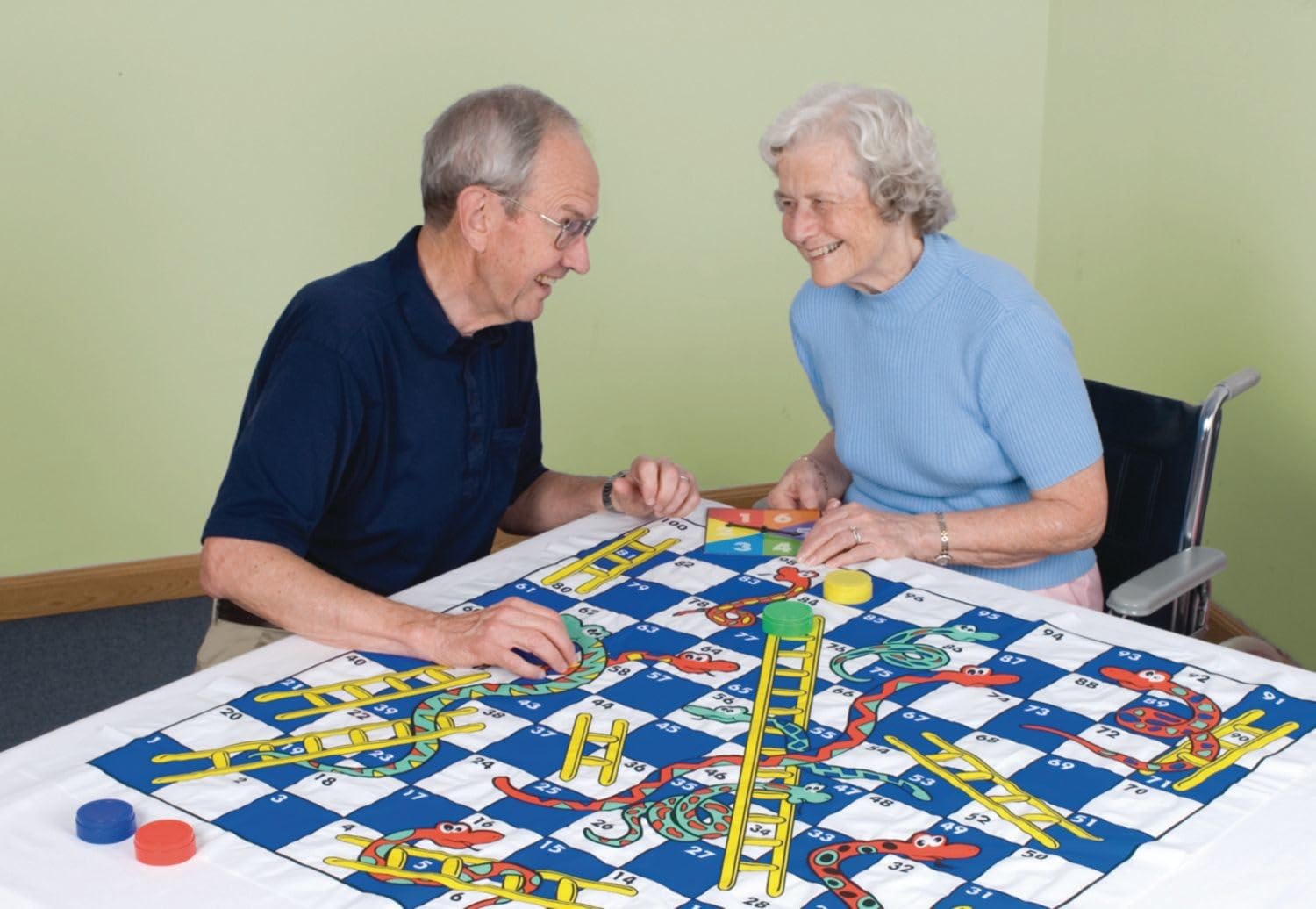 S&S Worldwide Jumbo Snakes & Ladders Game with 40" x 40" Vinyl Game Board Oversized Game Tokens and Inflatable Dice.