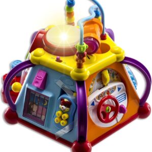 Wolvolk Educational Baby Activity Cube - A Journey of Discovery and Fun with The Activity Cube for Toddlers 1-3, Learning New Skills with Lights and Sounds