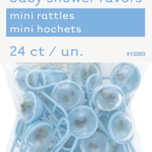 Unique Industries Mini Baby Rattle Favors, 1", Blue, 24 Pieces