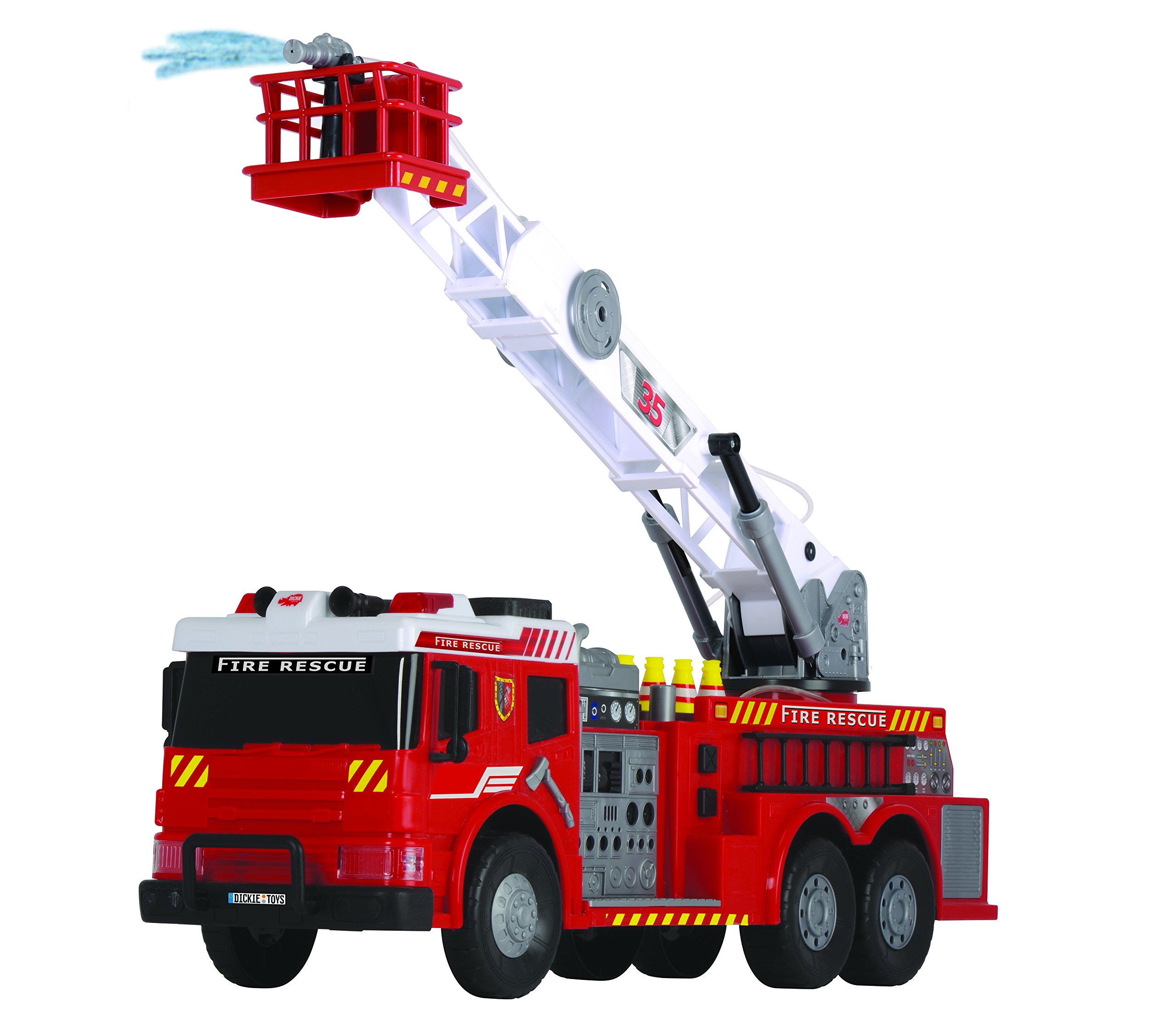 DICKIE TOYS: 24" Light and Sound Fire Brigade Vehicle (with Working Pump), Ladder Rotates by 350 Degrees, Battery Powered, for Ages 3 and up