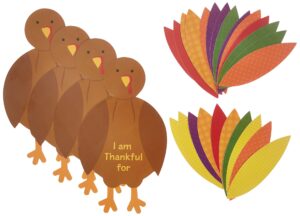 amscan paper turkey craft kit - makes 4 turkeys - thanksgiving party activity