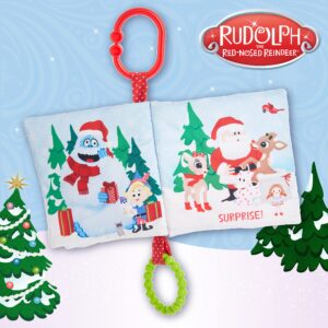 KIDS PREFERRED Rudolph The Red-Nosed Reindeer On The Go Teether Book, Soft Crinkle, Mirror, Christmas Holiday Toy, Boys & Girls 0 and up, 5 Inches