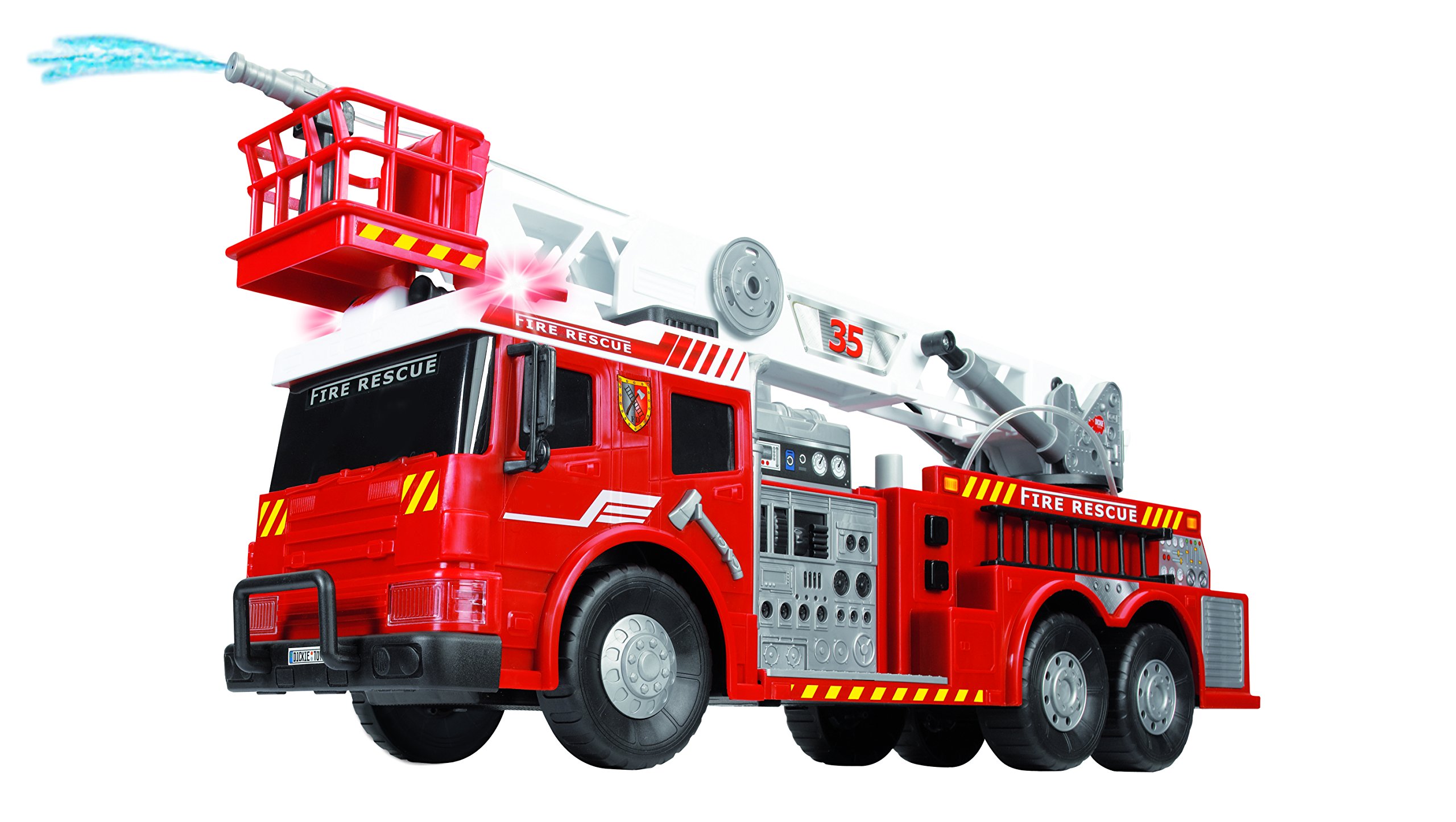 DICKIE TOYS: 24" Light and Sound Fire Brigade Vehicle (with Working Pump), Ladder Rotates by 350 Degrees, Battery Powered, for Ages 3 and up