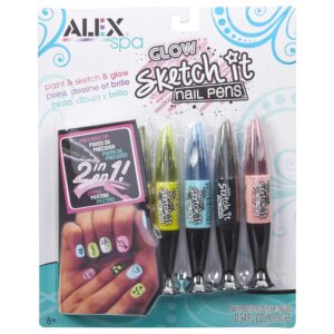 alex spa glow sketch it nail pens girls fashion activity, nail designs that can glow in the dark, create long lasting looks with beautiful nail polish , for ages 8 and up