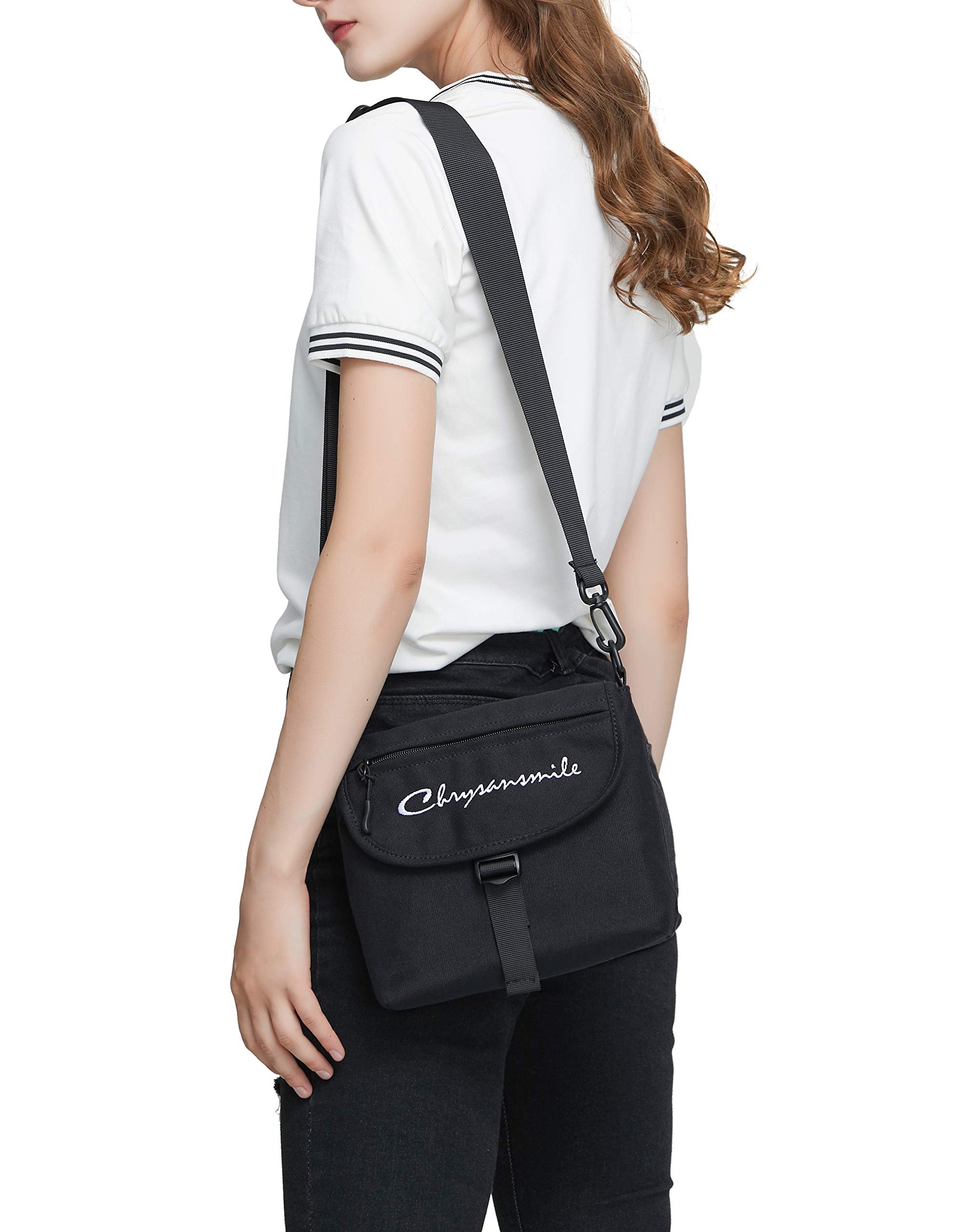 Small Crossbody Bags Women Canvas Crossbody Purses Messenger Bag For Teens Mini Bag - Black