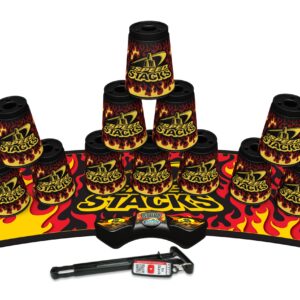 Speed Stacks Competitor - Black Flame | 12 Cups, Holding stem with GX Timer and Mat | Sport Stacking