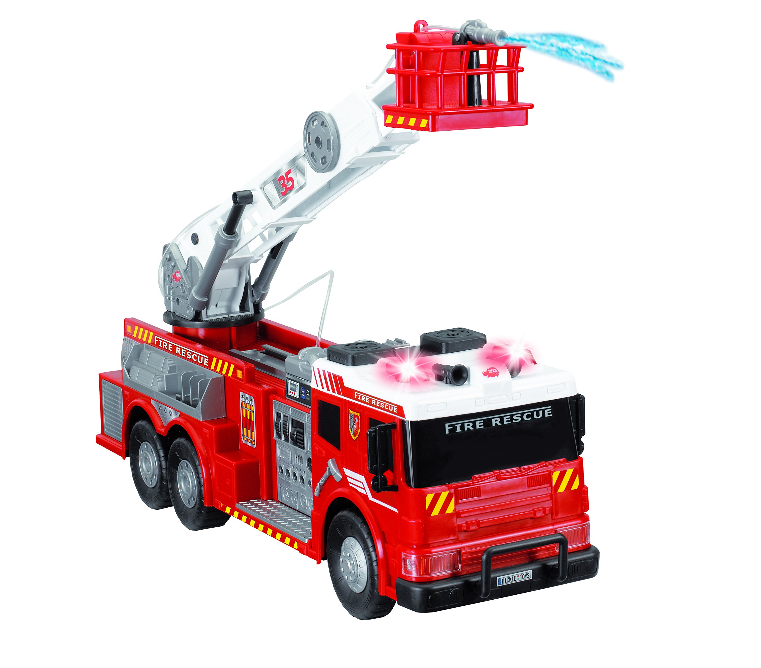 DICKIE TOYS: 24" Light and Sound Fire Brigade Vehicle (with Working Pump), Ladder Rotates by 350 Degrees, Battery Powered, for Ages 3 and up