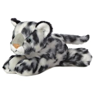 aurora® adorable mini flopsie™ snow leopard stuffed animal - playful ease - timeless companions - gray 8 inches