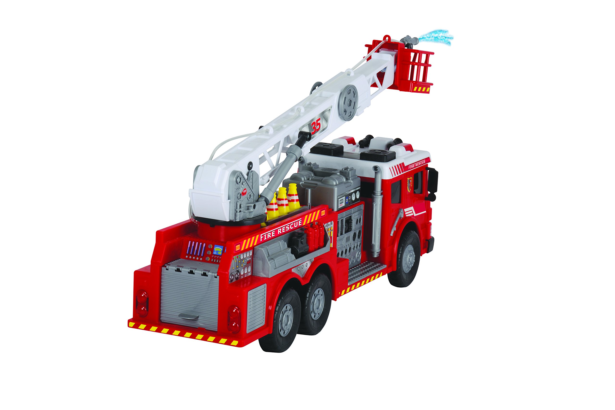 DICKIE TOYS: 24" Light and Sound Fire Brigade Vehicle (with Working Pump), Ladder Rotates by 350 Degrees, Battery Powered, for Ages 3 and up