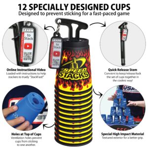 Speed Stacks Competitor - Black Flame | 12 Cups, Holding stem with GX Timer and Mat | Sport Stacking