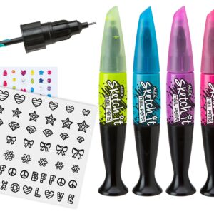 ALEX Toys Sketch It Nail Pens Salon Girls Fashion Activity, Sketch and Paint, Create Long Lasting Looks with Beautiful Nail Polish, For Ages 8 and up