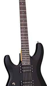 Schecter 433 C-6 Deluxe Left Handed Solid-Body Electric Guitar, Satin Black