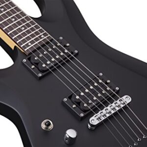 Schecter 433 C-6 Deluxe Left Handed Solid-Body Electric Guitar, Satin Black