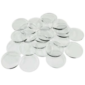 litko clear round miniature bases | 1.5mm thick | circular figure stands for wargaming boardgaming and collectible figures (25 count pack, 25mm)