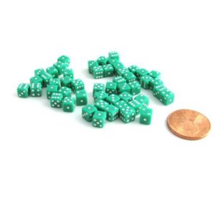 koplow games 50 six sided d6 5mm .197 inch die small tiny mini miniature green dice