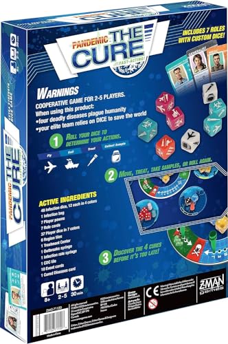 Pandemic The Cure Board Game (Base Game) | Board Game for Adults and Family | Cooperative Board Game | Dice Game | Ages 8+ | 2 to 5 players | Average Playtime 30 minutes | Made by Z-Man Games