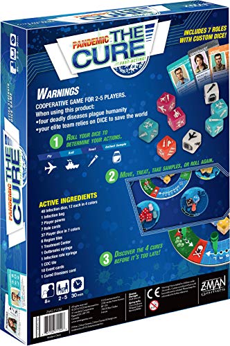 Pandemic The Cure Board Game (Base Game) | Board Game for Adults and Family | Cooperative Board Game | Dice Game | Ages 8+ | 2 to 5 players | Average Playtime 30 minutes | Made by Z-Man Games