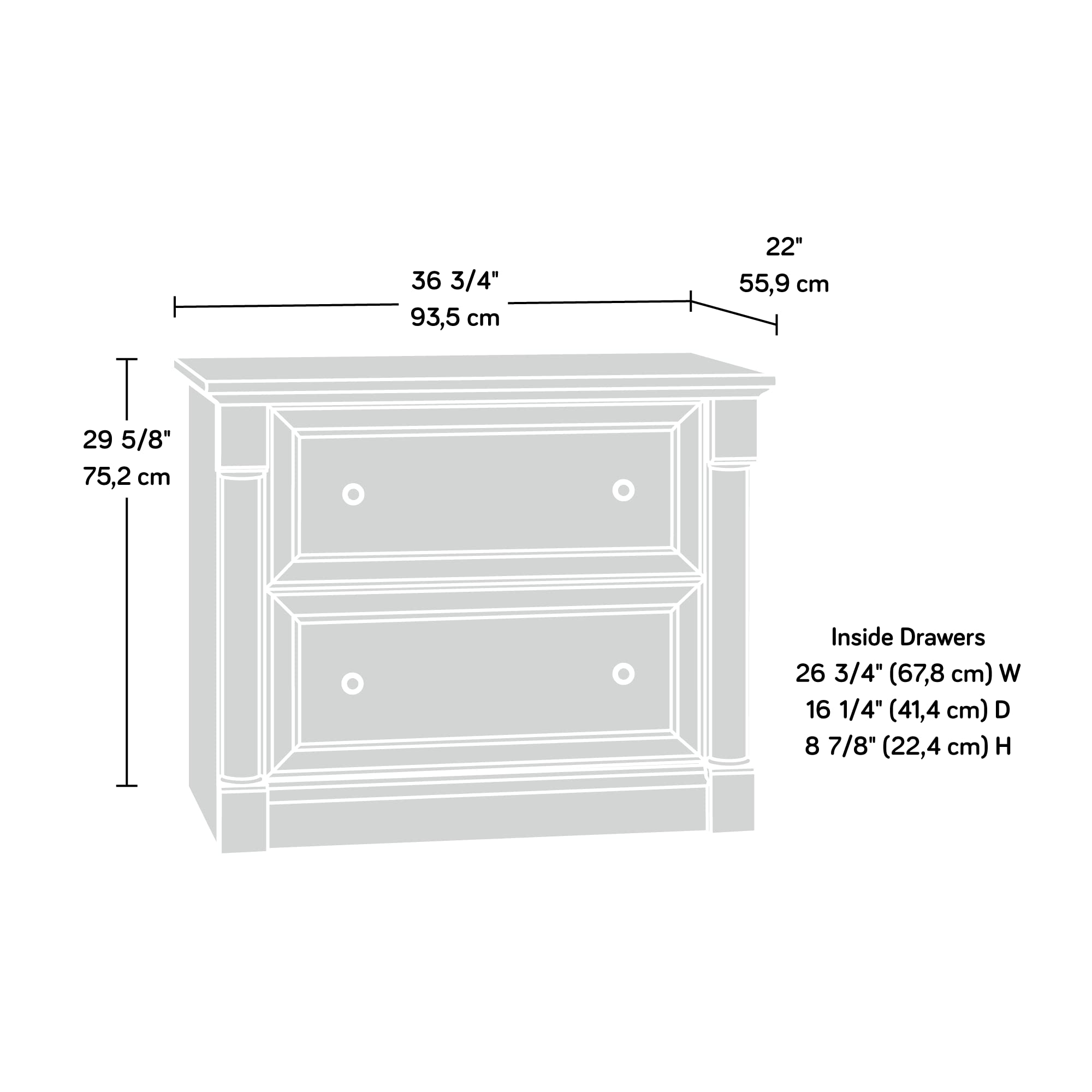 Sauder Palladia 2 Drawer File Cabinet, Lateral Filing Cabinets for Home Office, Hanging File Folders Organizer, Interlocking Drawers, in Wind Oak Finish