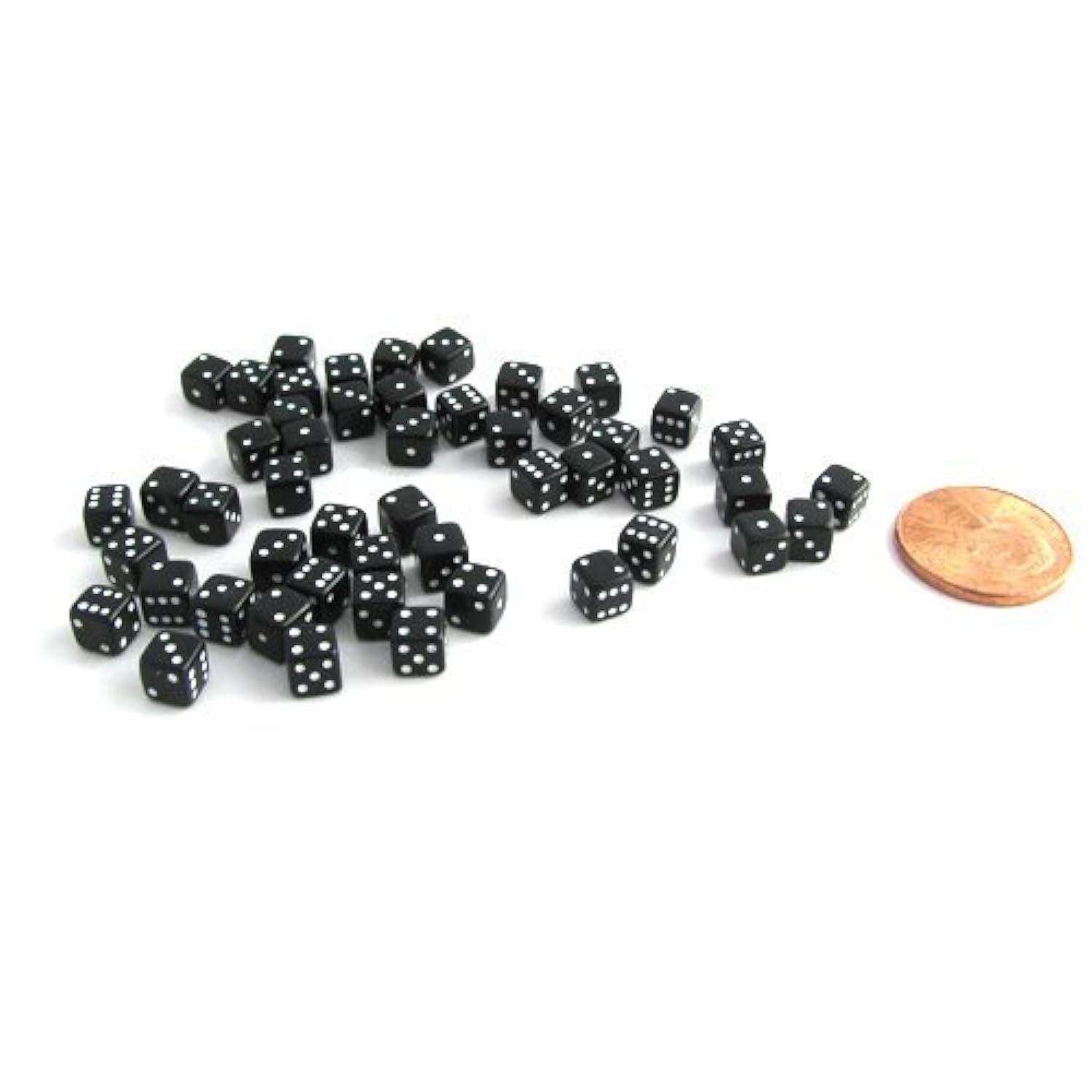 Koplow Games 50 Six Sided D6 5mm .197 Inch Die Small Tiny Mini Miniature Black Dice