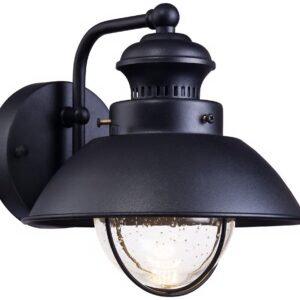 John Timberland Fordham Farmhouse Rustic Industrial Outdoor Wall Light Fixture LED Black Metal 8" Seedy Glass Sconce Exterior House Barn Porch Patio Outside Deck Garage Front Door Garden Home