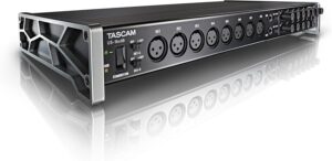 tascam us-16x08 rackmount usb audio/midi interface for recording, drum recording, 8 xlr/8 1/4" inputs, 8 outputs, control software,black