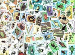 insects on stamps collection - 100 different stamps