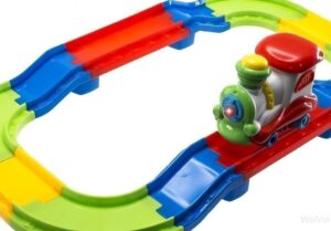 wolvolk attractive colorful toddler train set with lights and sound, easy tracks assembly, train goes around by it self