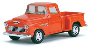 kinsmart 1955 chevy stepside pick-up 5" 1:32 scale die cast metal model toy truck orange