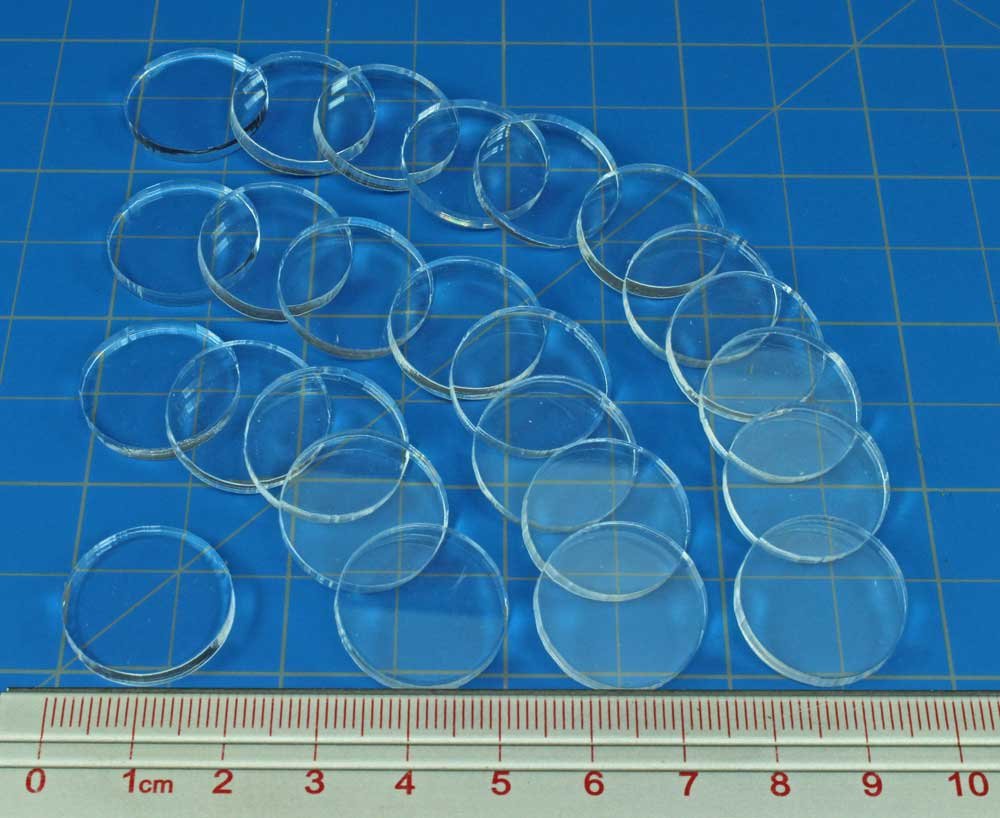 LITKO 3mm Clear Miniature Bases, Circular 20mm (25)