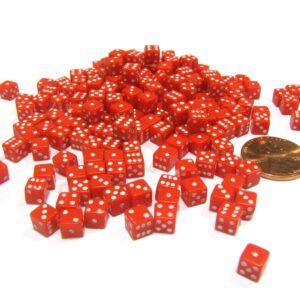 Koplow Games 200 Six Sided D6 5mm .197 Inch Die Small Tiny Mini Miniature Red Dice