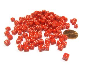 koplow games 200 six sided d6 5mm .197 inch die small tiny mini miniature red dice