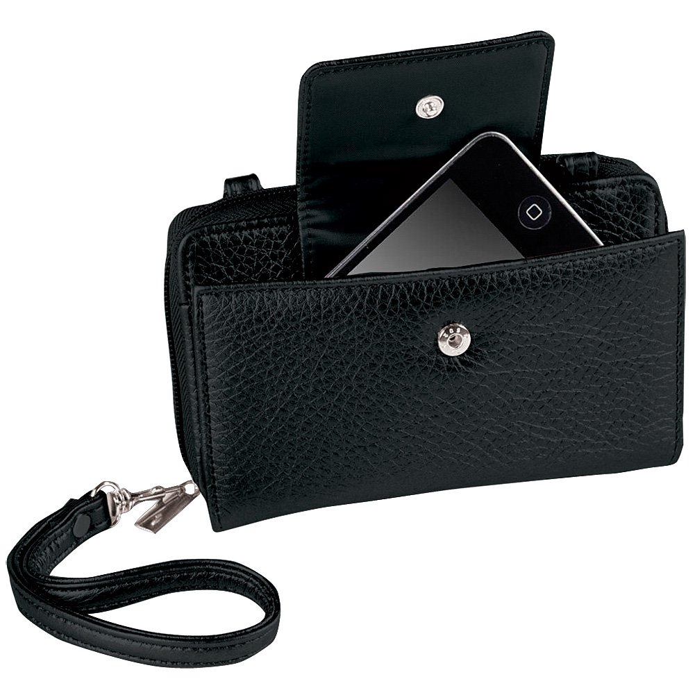 Buxton Women's RFID Identity Safe Wristlet Clutch Wallet (Black)