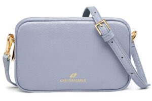 chrysansmile genuine leather crossbody bags for women ladies small crossbody shoulder bag lightweight purses and handbags - light blue