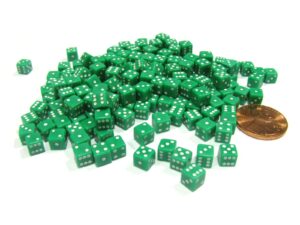 koplow games 200 six sided d6 5mm .197 inch die small tiny mini miniature green dice