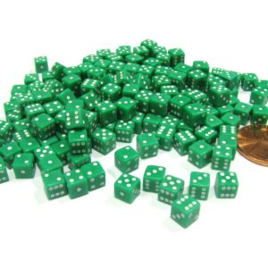 Koplow Games 200 Six Sided D6 5mm .197 Inch Die Small Tiny Mini Miniature Green Dice