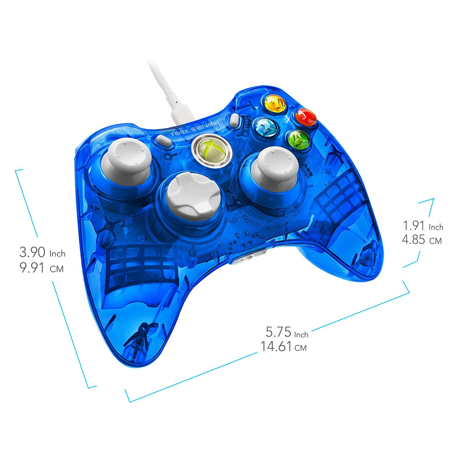 PDP Rock Candy Wired Controller for Xbox 360, Blueberry Boom