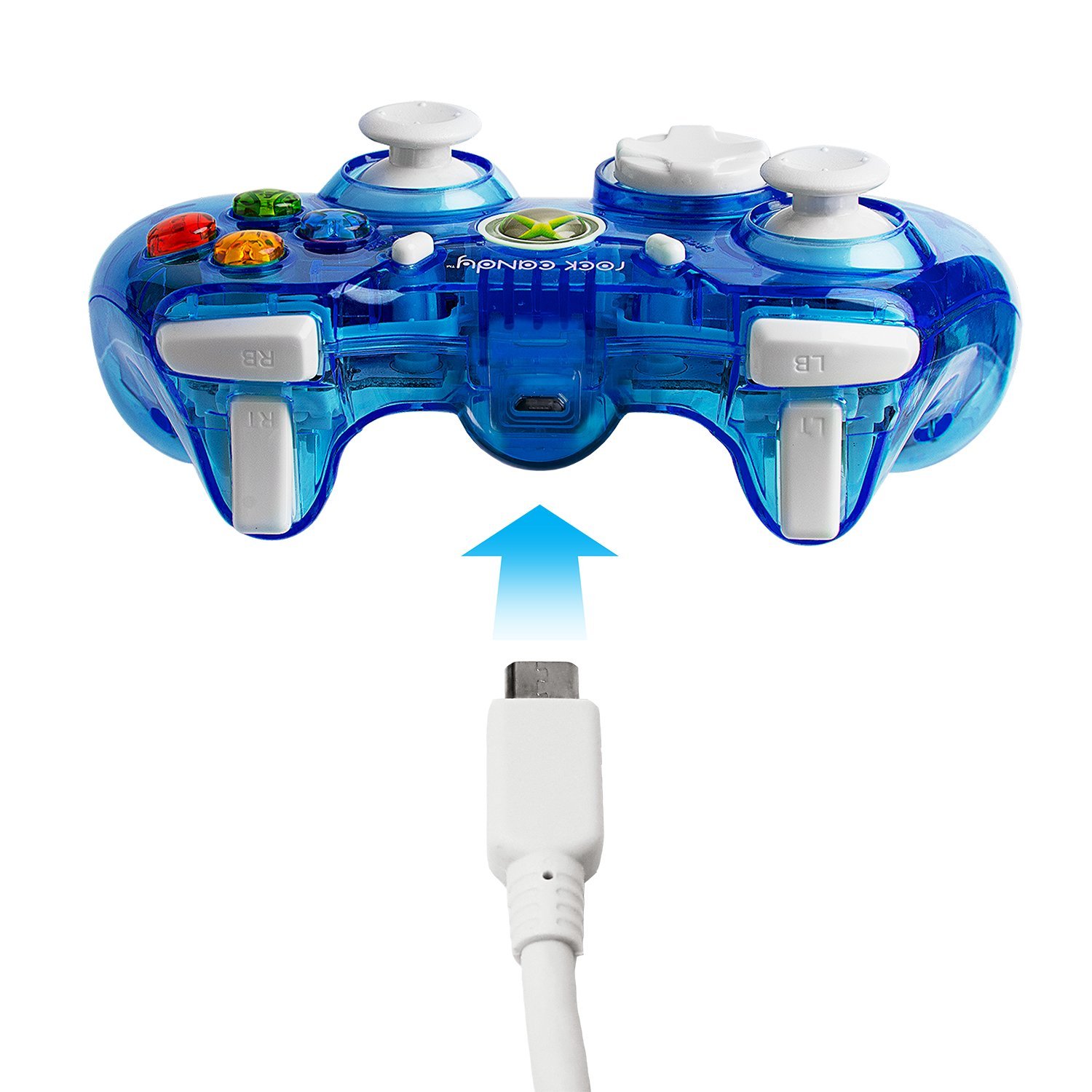 PDP Rock Candy Wired Controller for Xbox 360, Blueberry Boom