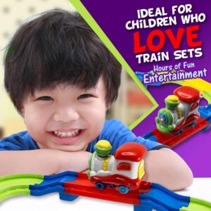 WolVolk Attractive Colorful Toddler Train Set with Lights and Sound, Easy Tracks Assembly, Train Goes Around by It Self