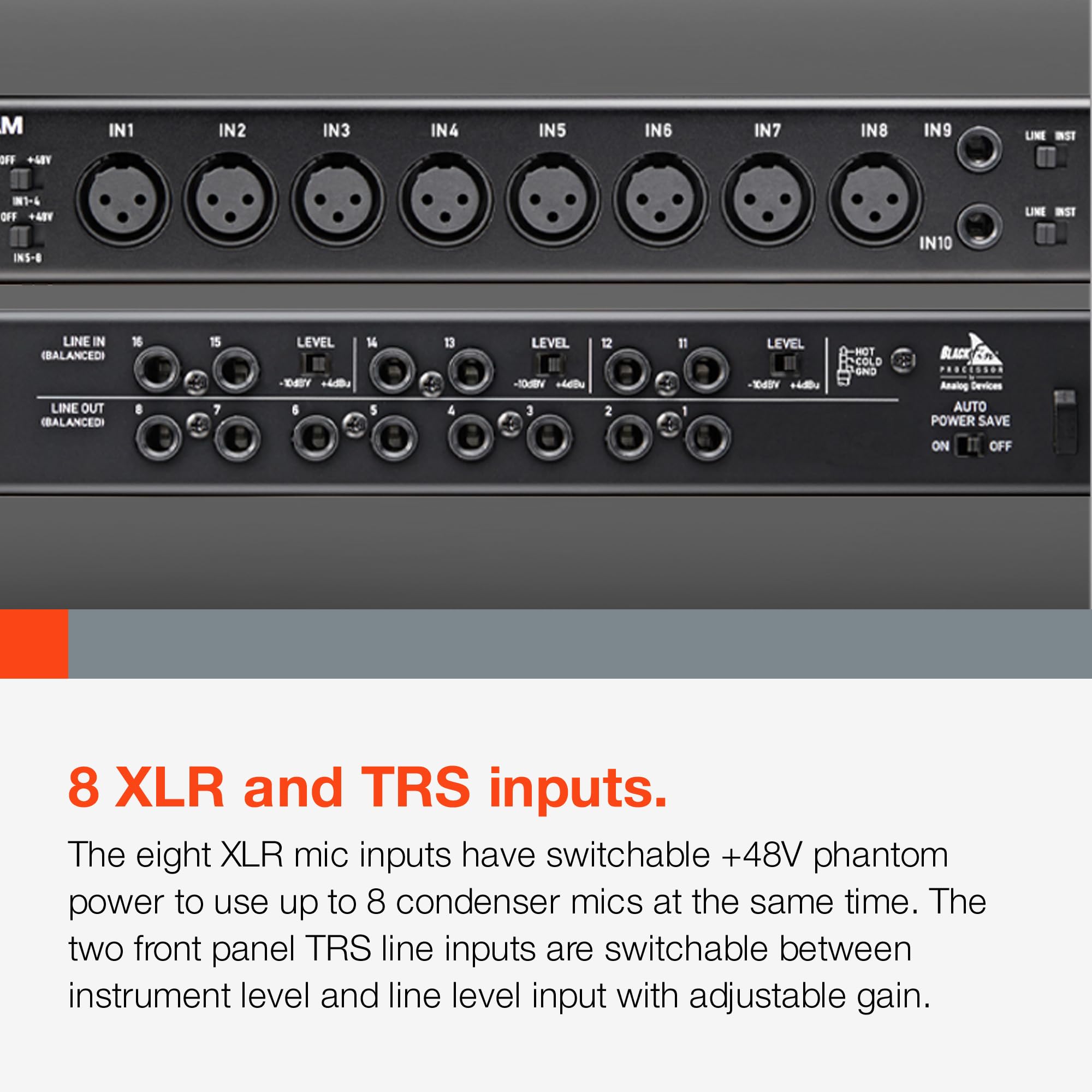 Tascam US-16x08 Rackmount USB Audio/MIDI Interface for Recording, Drum Recording, 8 XLR/8 1/4" Inputs, 8 Outputs, Control Software,Black