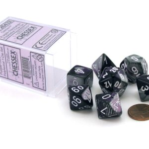 Chessex Polyhedral 7-Die Gemini Dice Set - Purple-Steel with White CHX-26432