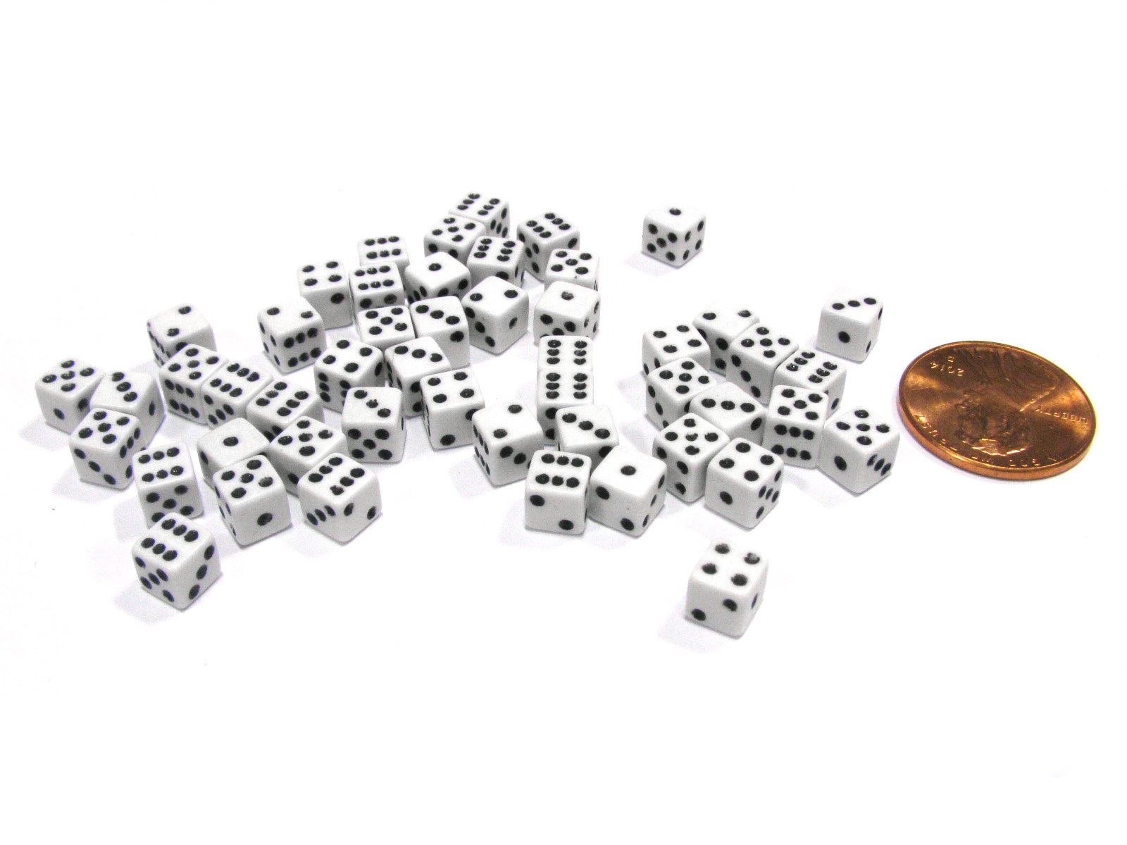 Koplow Games 50 Six Sided D6 5mm .197 Inch Die Small Tiny Mini Miniature White Dice