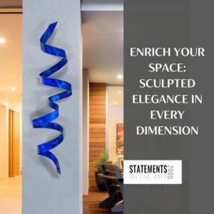 Statements2000 Blue Wall Twist Abstract Metal Wall Art - Luxury Metal Wall Decor for Bedroom, Living Room, Office - Contemporary Wall Sculpture by Jon Allen 44 x 10 x 10 Inches