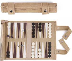 sondergut roll-up suede backgammon game cream